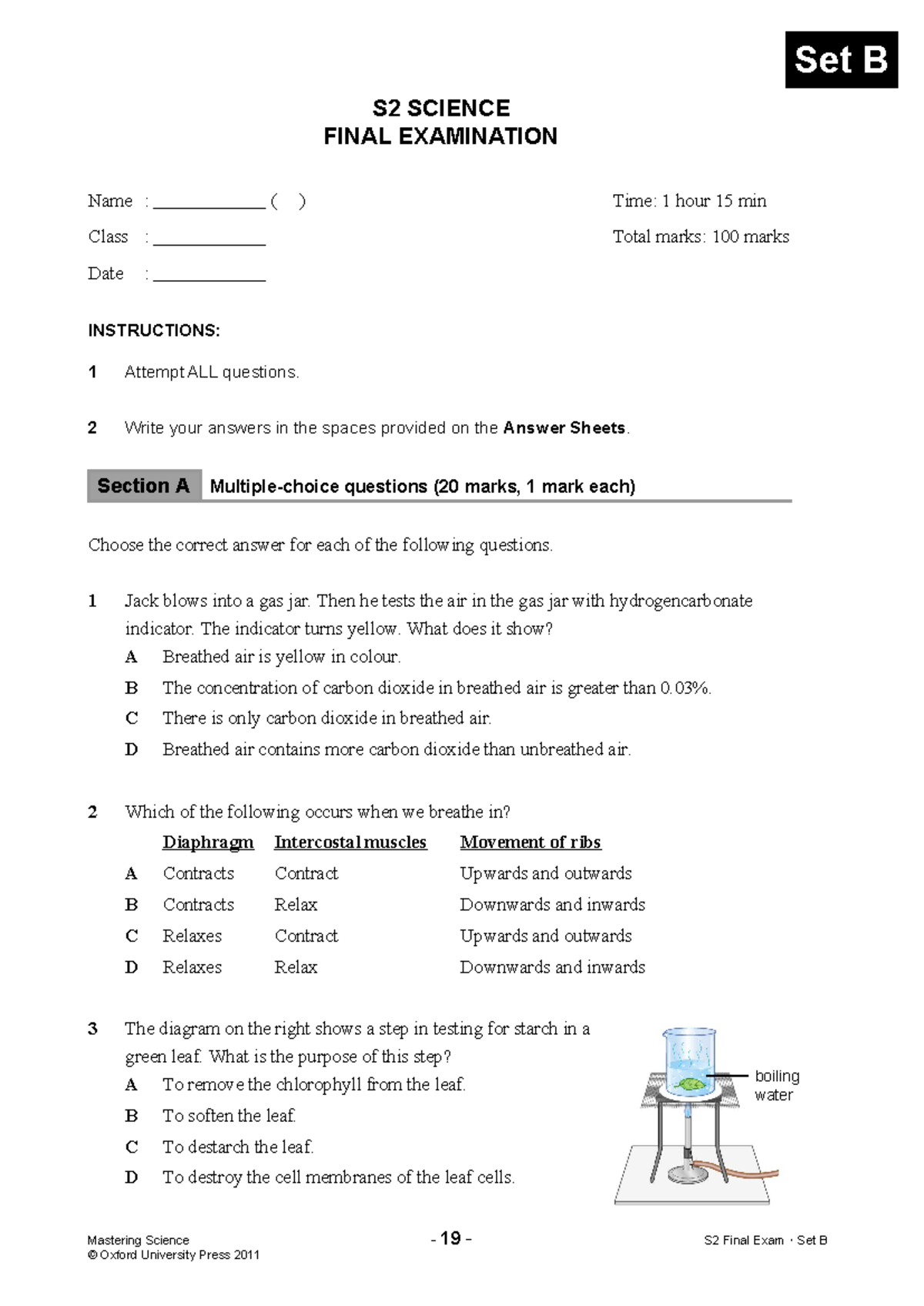 MSCI S2B Final Exam - Comprehensive Science Test Paper - Studocu