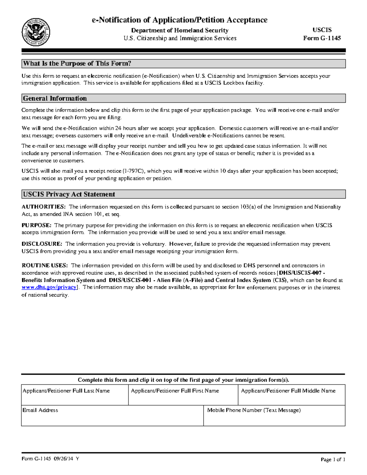Formulario G-1145 Sra. Keily Mallely Ortez Pineda - USCIS Form G- e ...