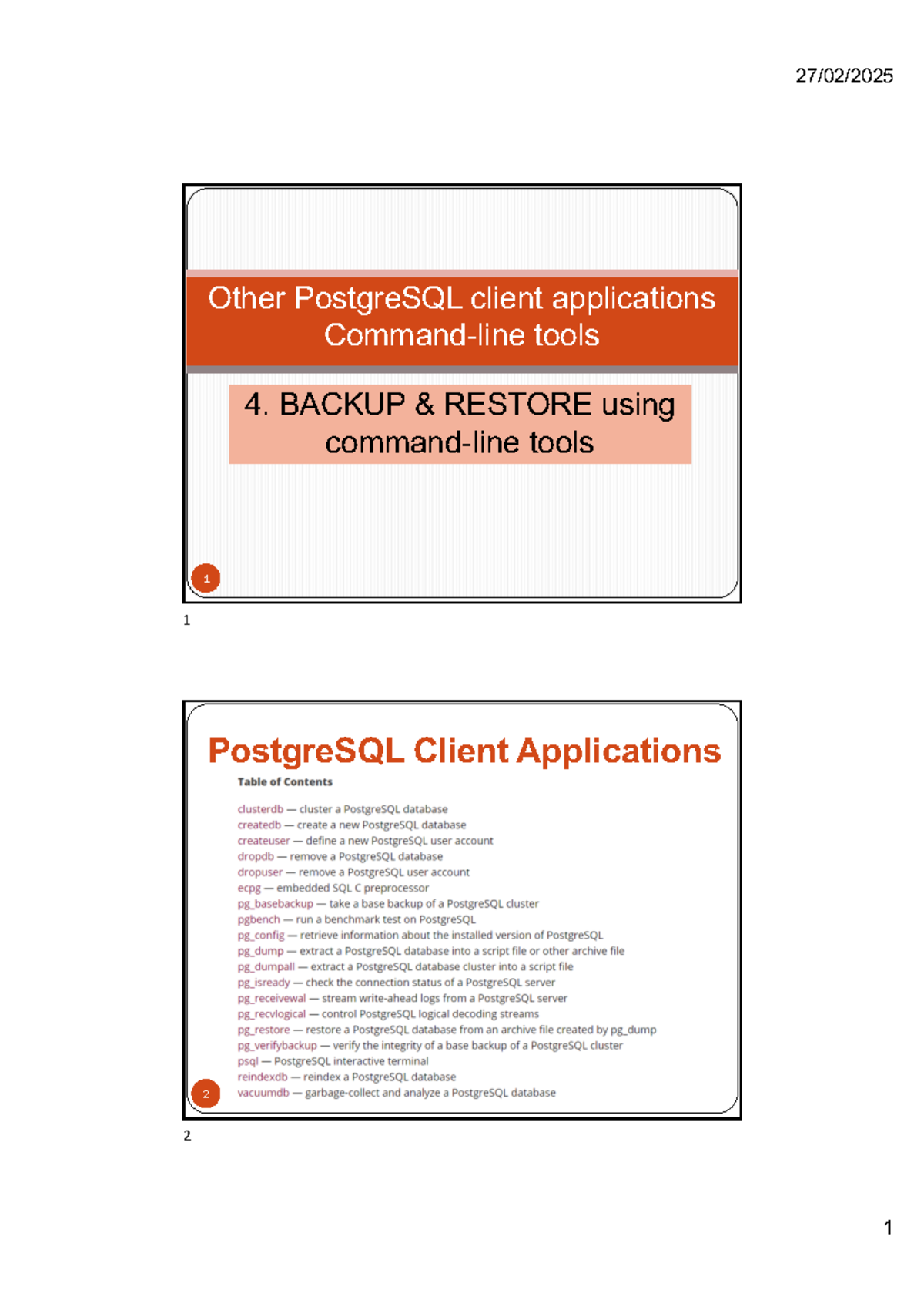 PostgreSQL Client Applications: Backup & Restore Tools Guide - Studocu