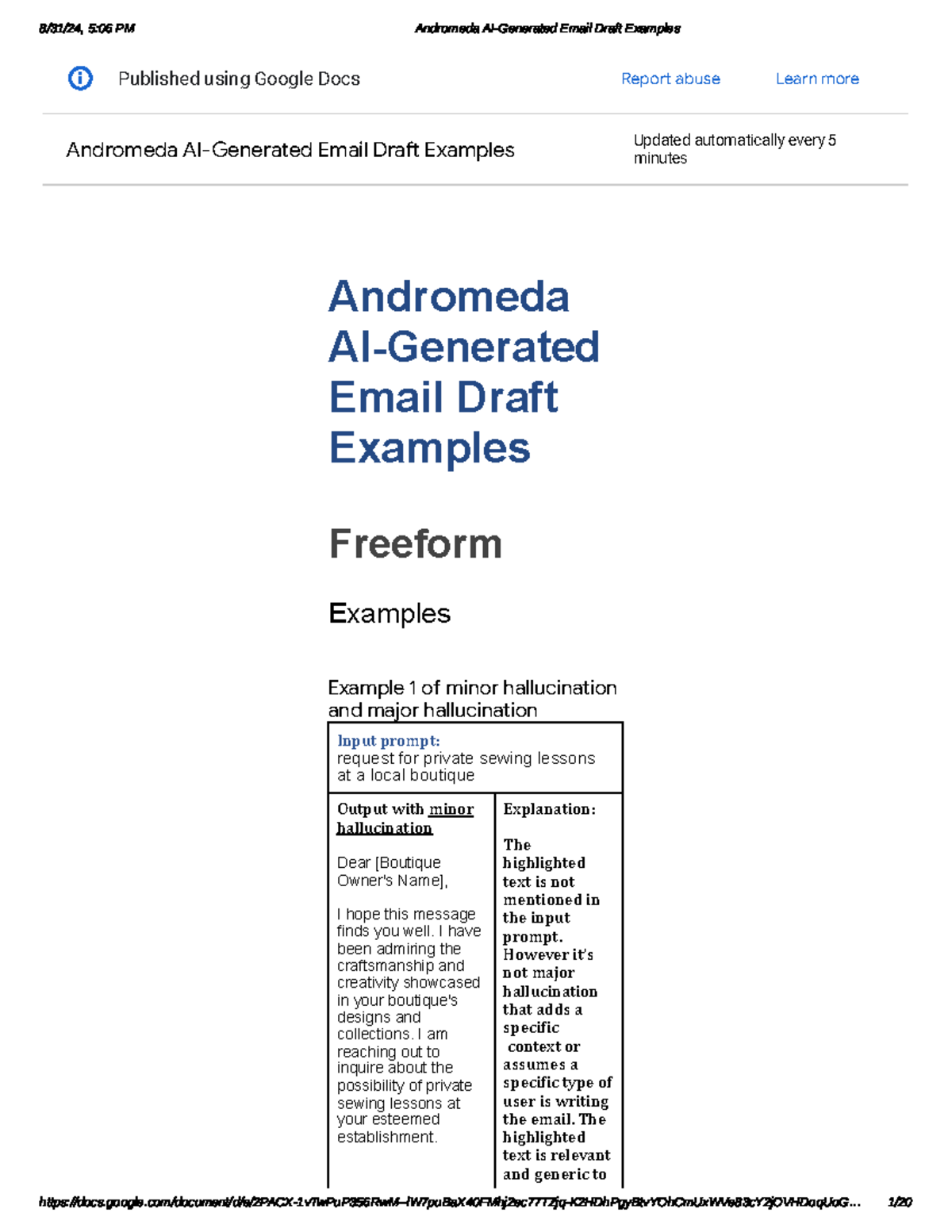 Andromeda AI-Generated Email Draft Examples - Andromeda AI-Generated ...