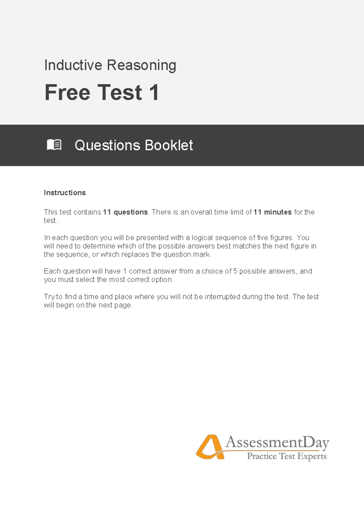 Inductive Reasoning Test 1: Questions & Instructions - Studocu