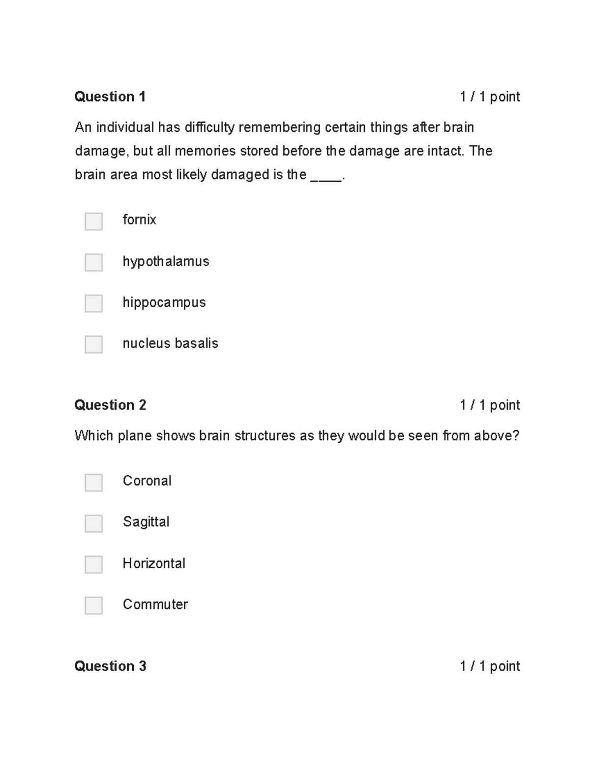 Quiz 3 PS263: Brain Function and Structure Questions - Studocu