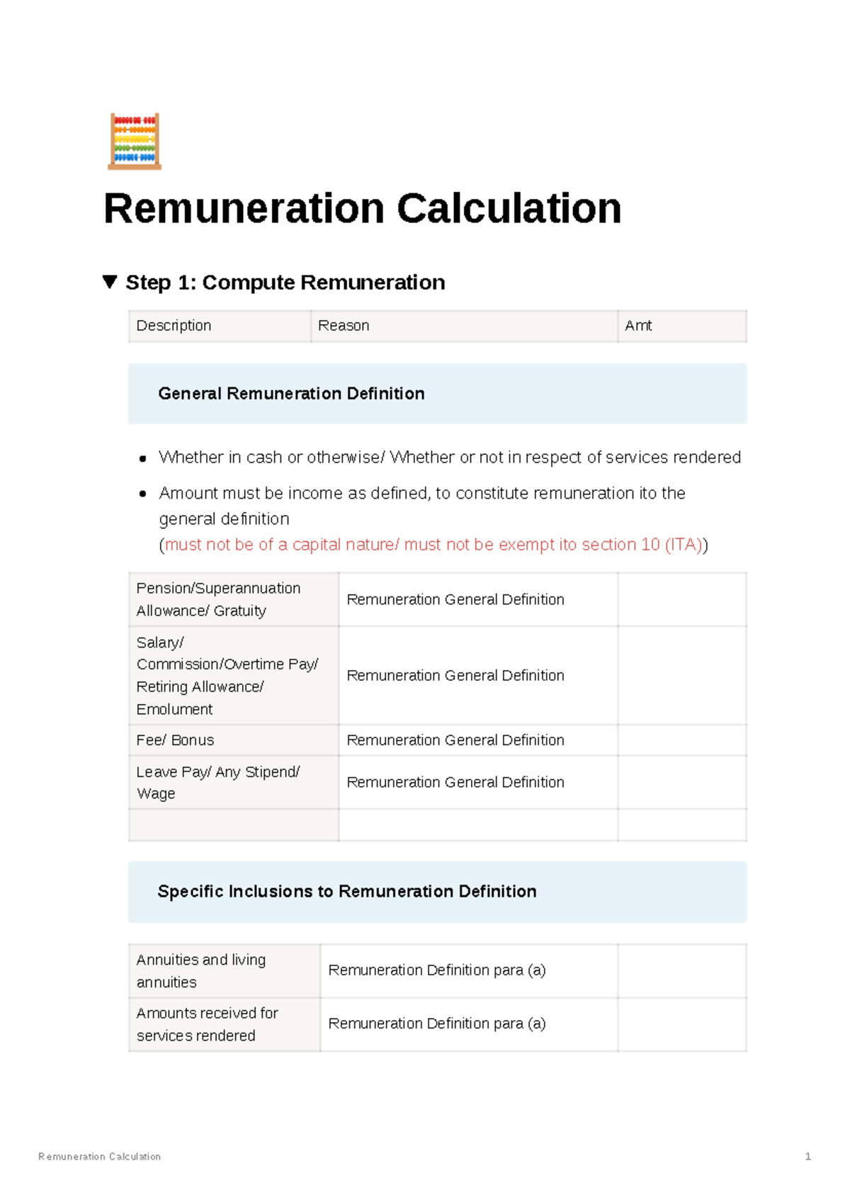 Employee Remuneration & Tax Calculation Guide (FIN-101) - Studocu