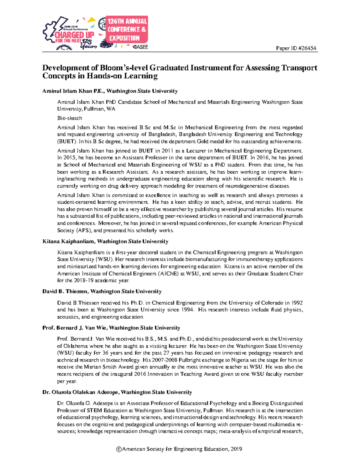 ASEE-19-26454 - Development of Assessment Tools for Transport Concepts ...
