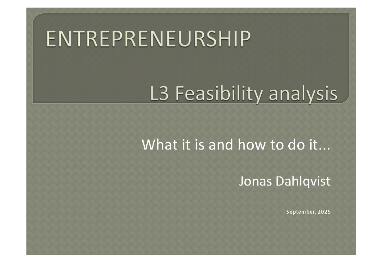 L3 Feasibility Analysis: Evaluating Business Ideas (2025) - Studocu
