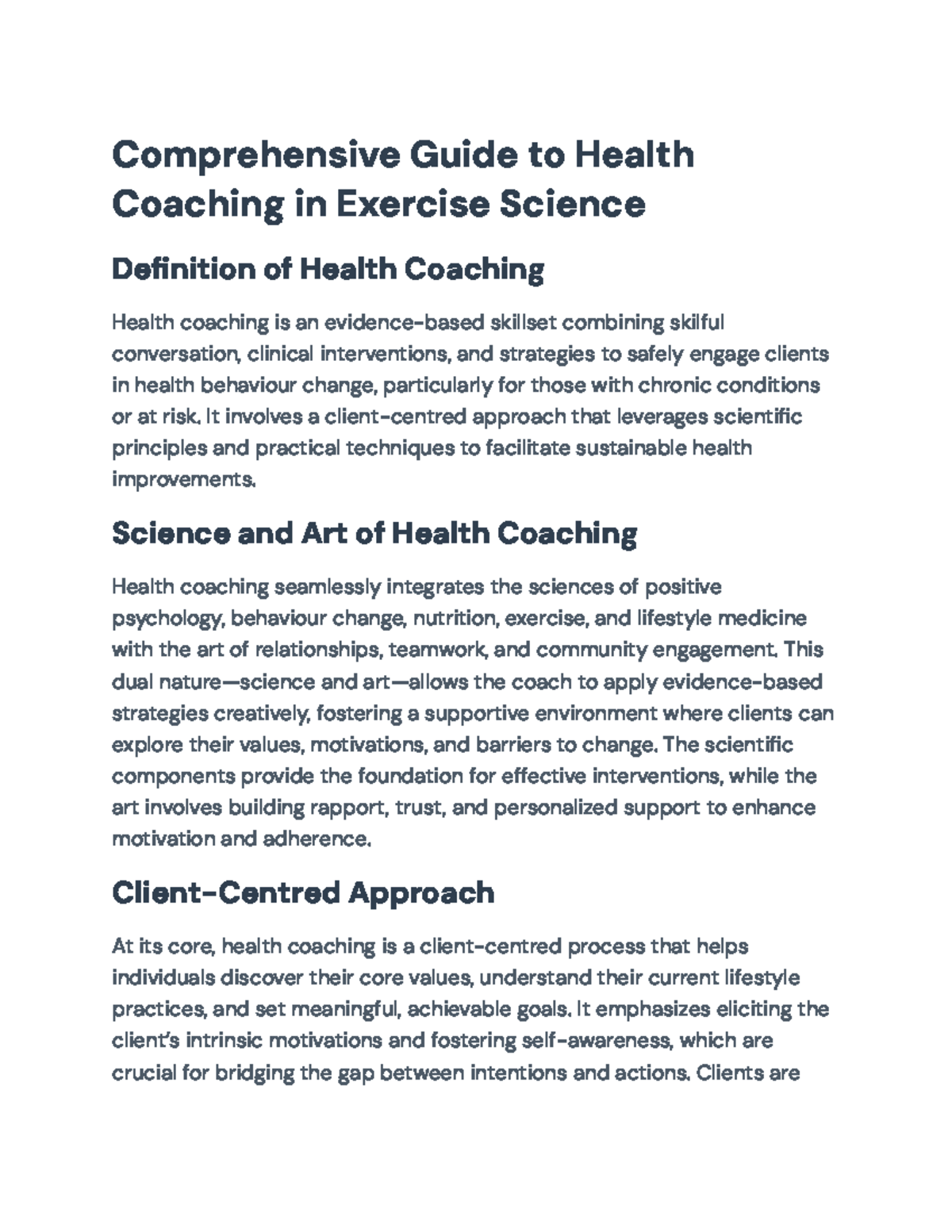 Comprehensive Guide to Health Coaching in Exercise Science: Strategies ...