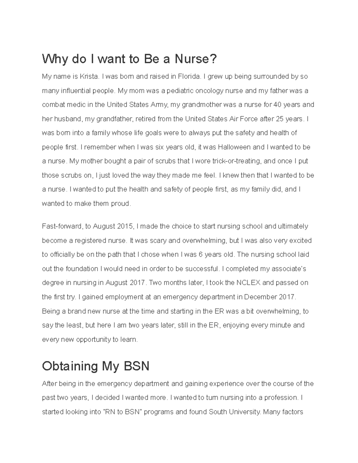 Why I Want to Be a Nurse Essay - Why do I want to Be a Nurse? My name ...