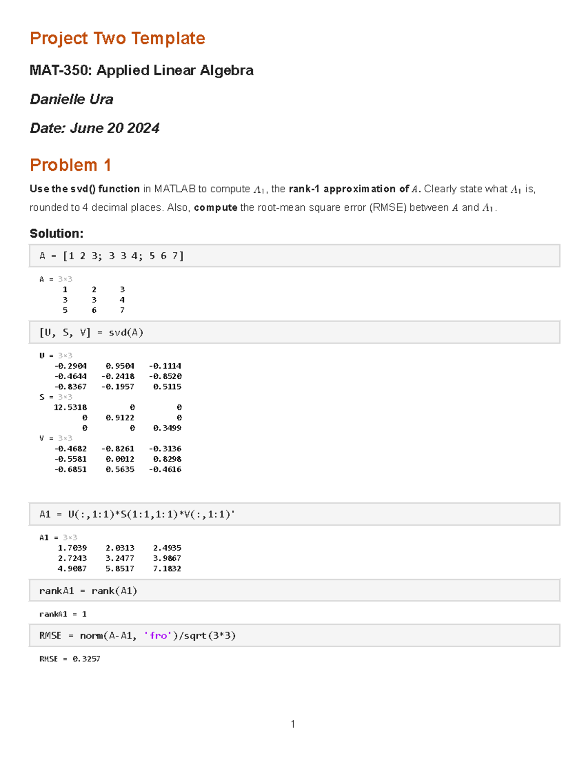 IT 140 SNHU Applied Linear Algebra Project 2 Analysis Report - Studocu