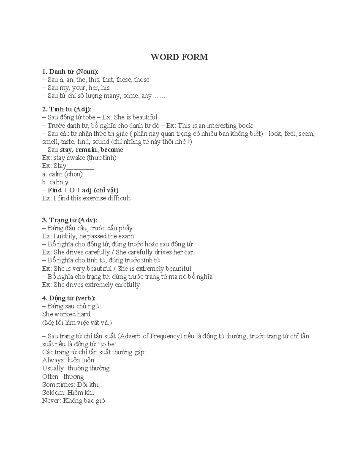 UNIT 1 & 2 Word Form Study Guide - Essential for Mastery - Studocu