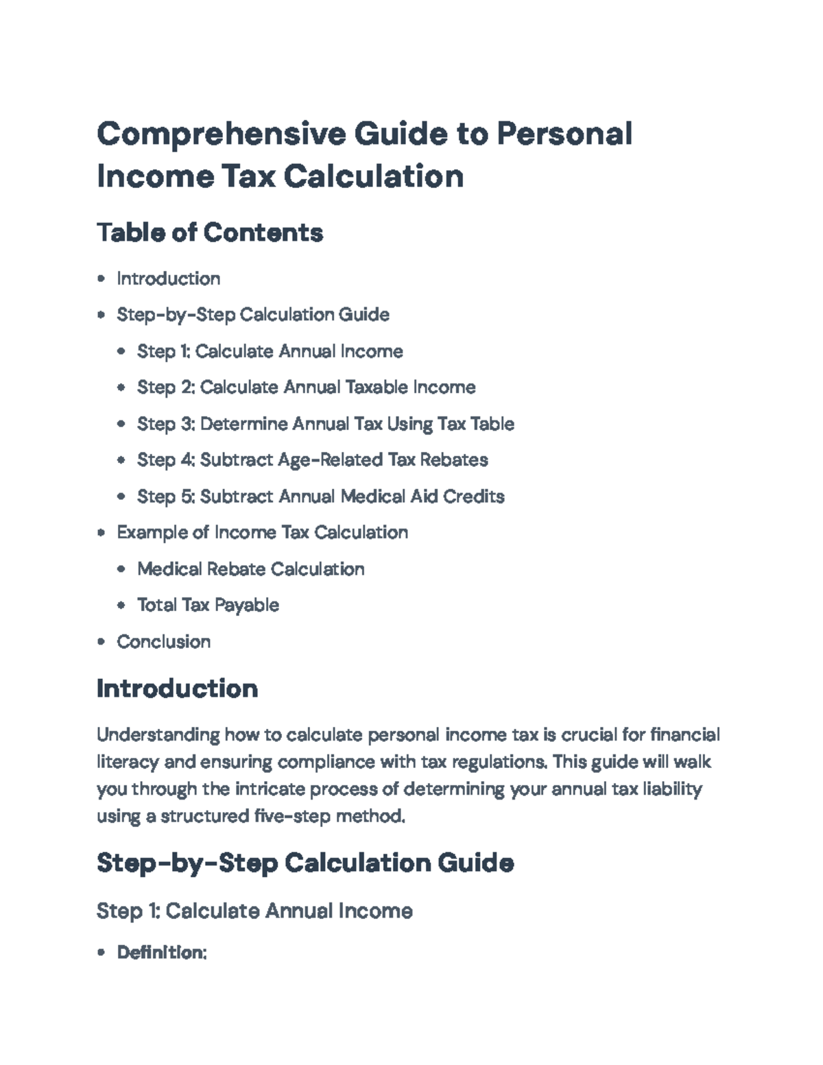 Comprehensive Guide to Personal Income Tax Calculation - This guide ...