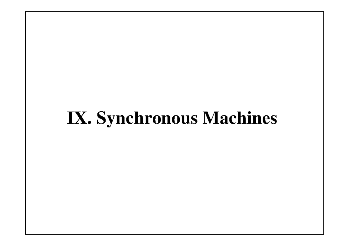 S.71 SM - Synchronous Machines Overview and Key Concepts - Studocu