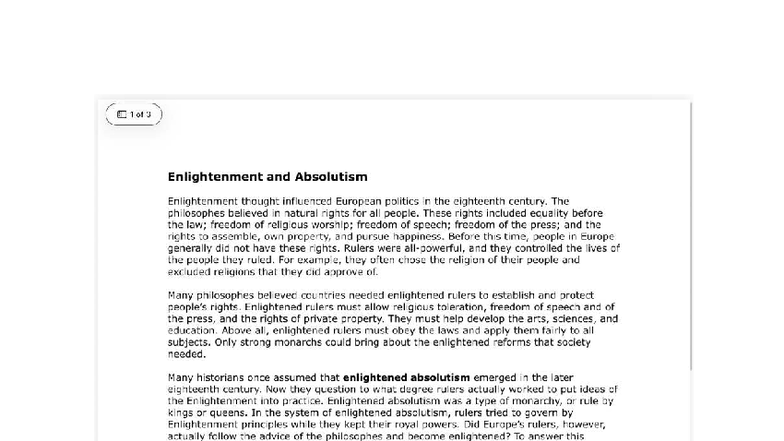 Enlightenment and Absolutism: Key Concepts and Influences - Studocu