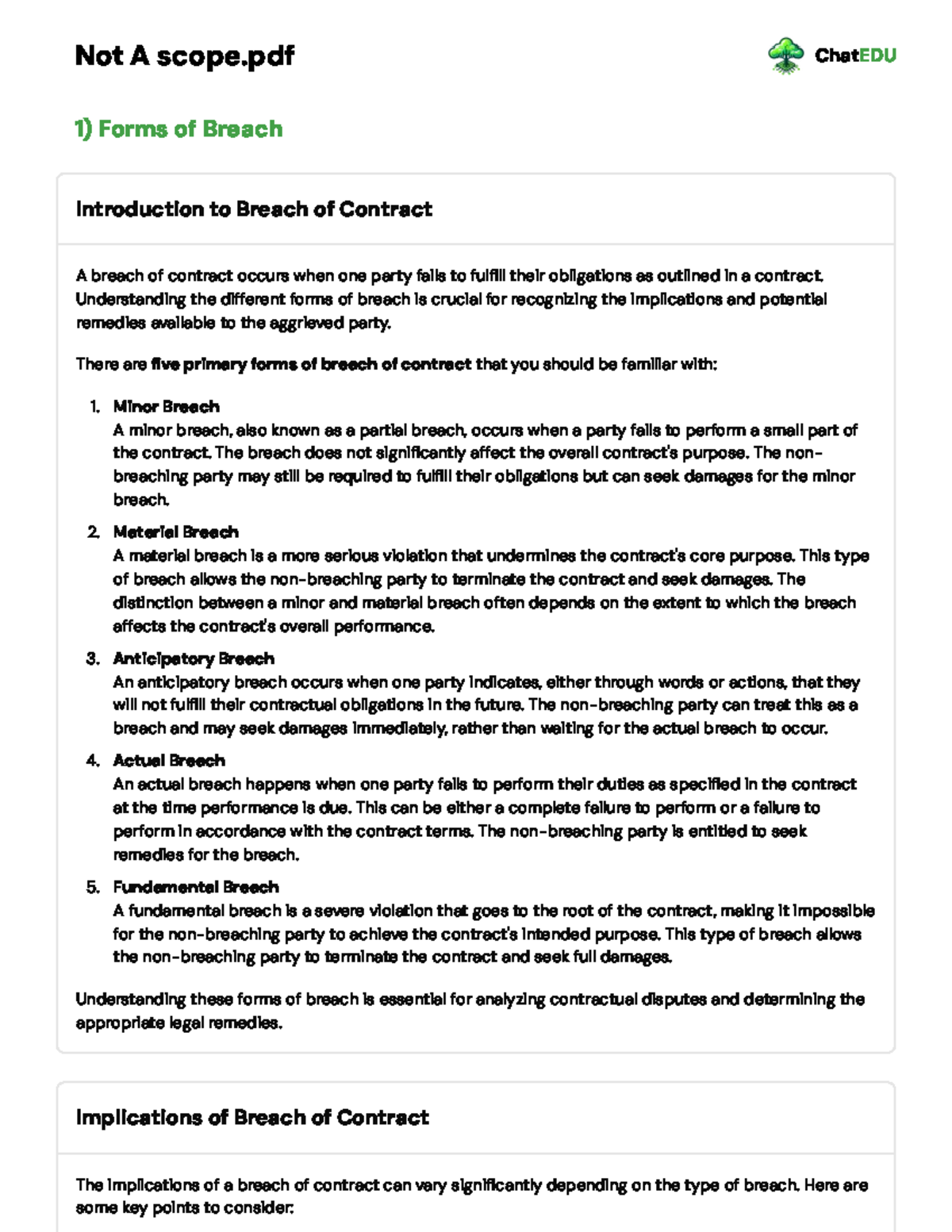 Understanding Breach of Contract: Key Forms & Legal Cases (ChatEDU ...