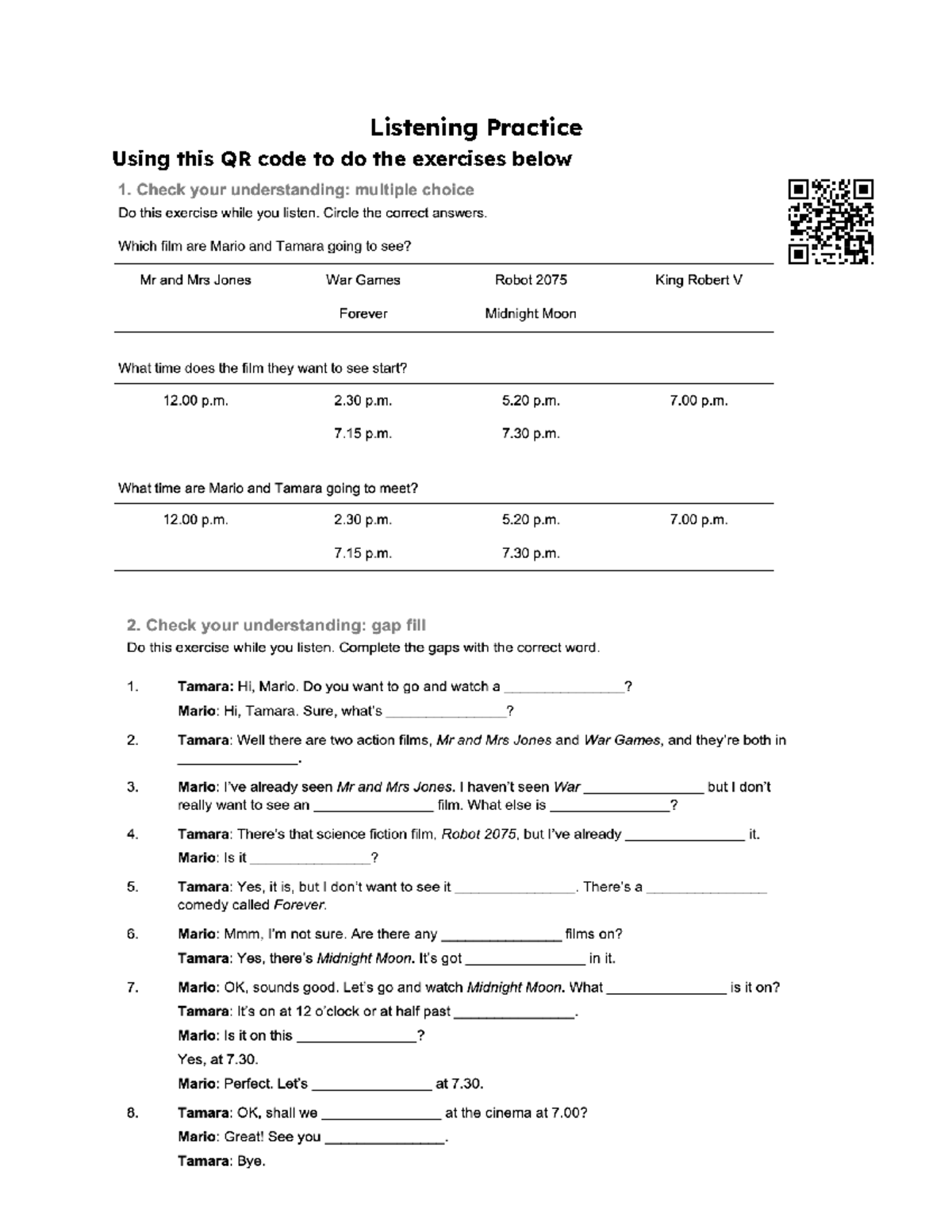 Listening Practice - Tiếng anh - Listening Practice Using this QR code ...
