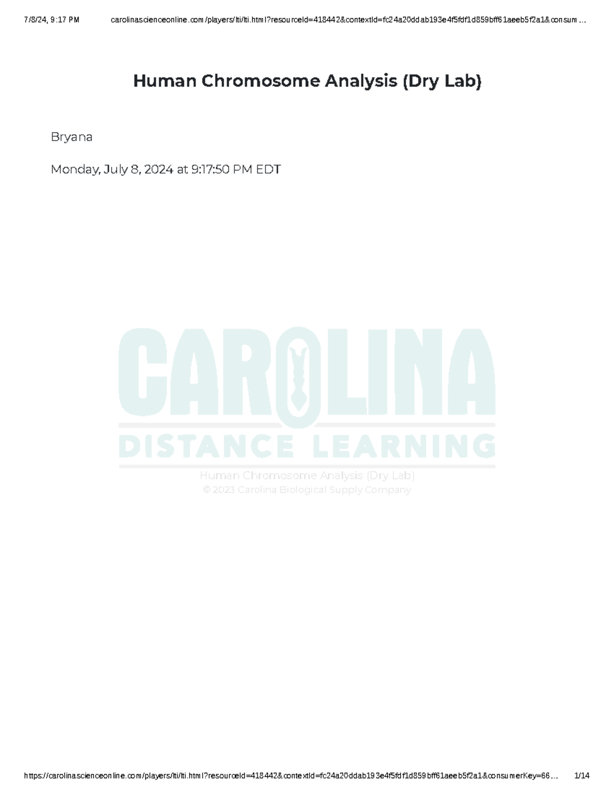 Human Chromosome Analysis (BIO101 Dry Lab) - Data Tables & Observations ...