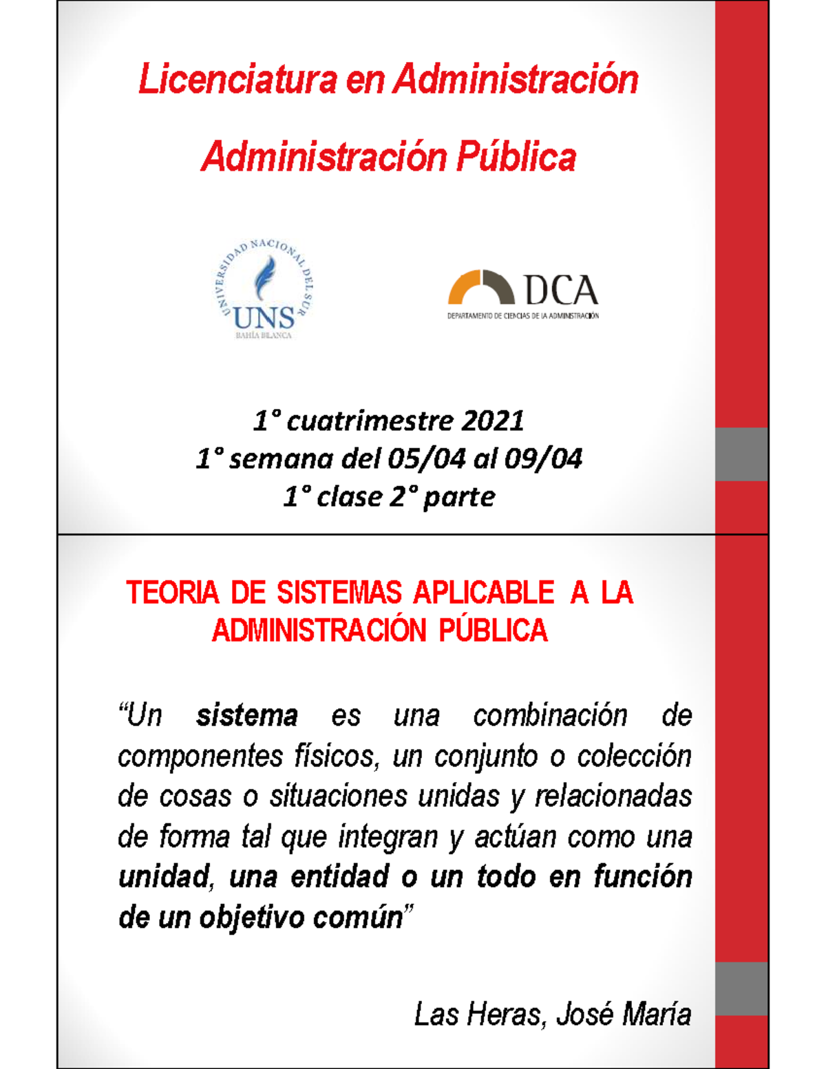 Teoría de Sistemas en la Administración Pública - Lic. Adm. 2021 - Studocu