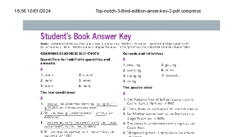 Top Notch 3A Student's Book Answer Key Guide - Studocu