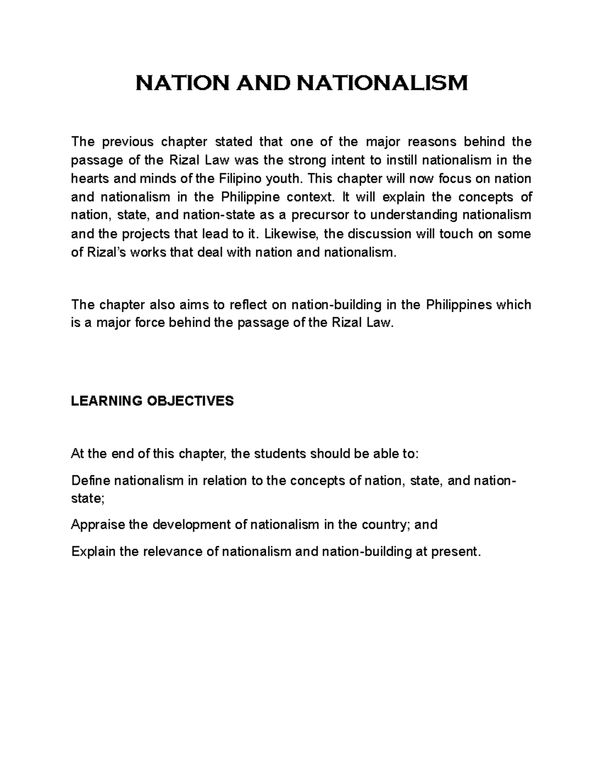 Rizal and Nationalism: Understanding Nation and Nation-State Concepts ...
