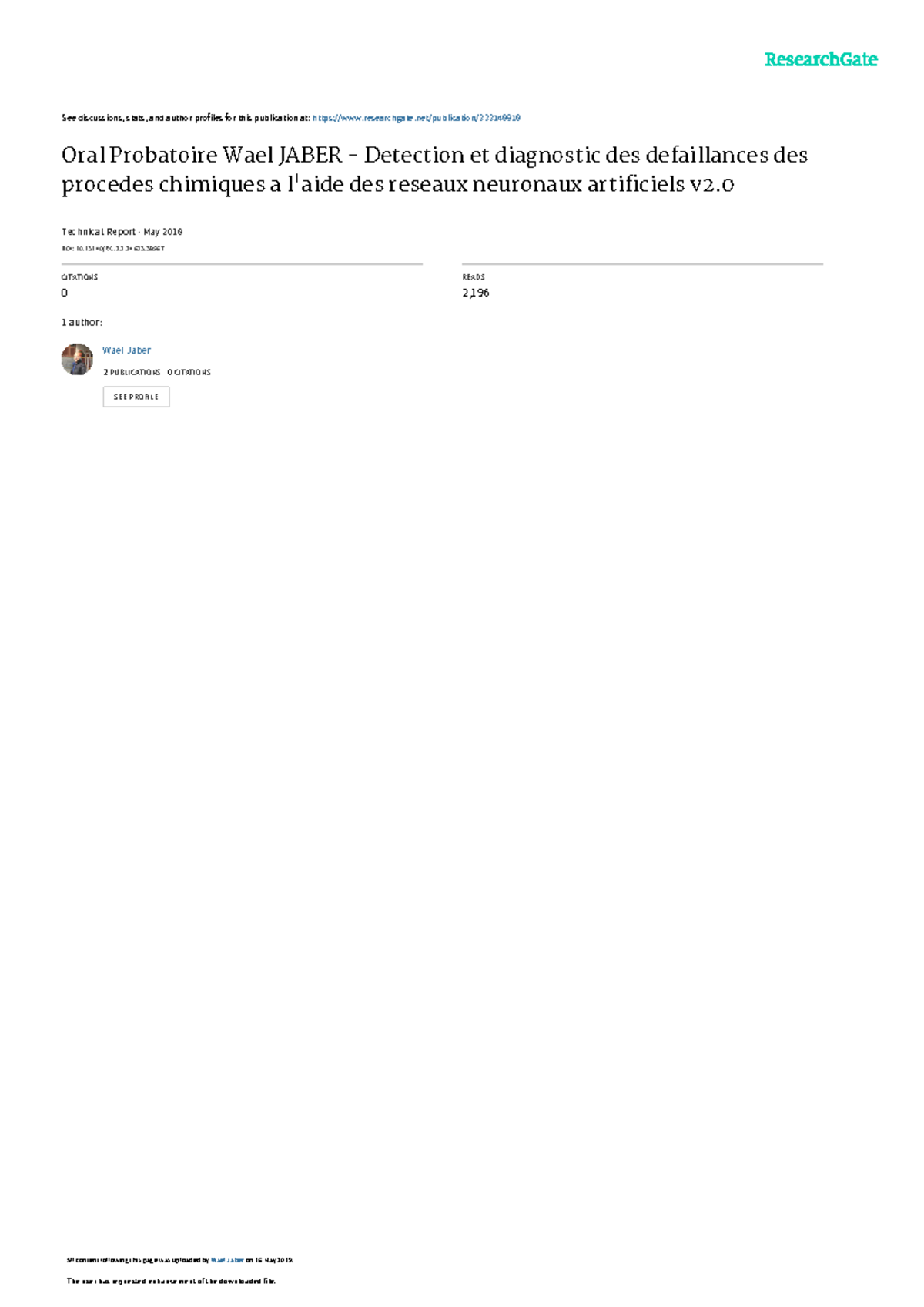 Rapport Technique: Détection et Diagnostic des Défaillances en Génie ...