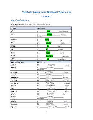 AHP105 Wk1 Assignment - The Body Structure and Directional Terminology ...