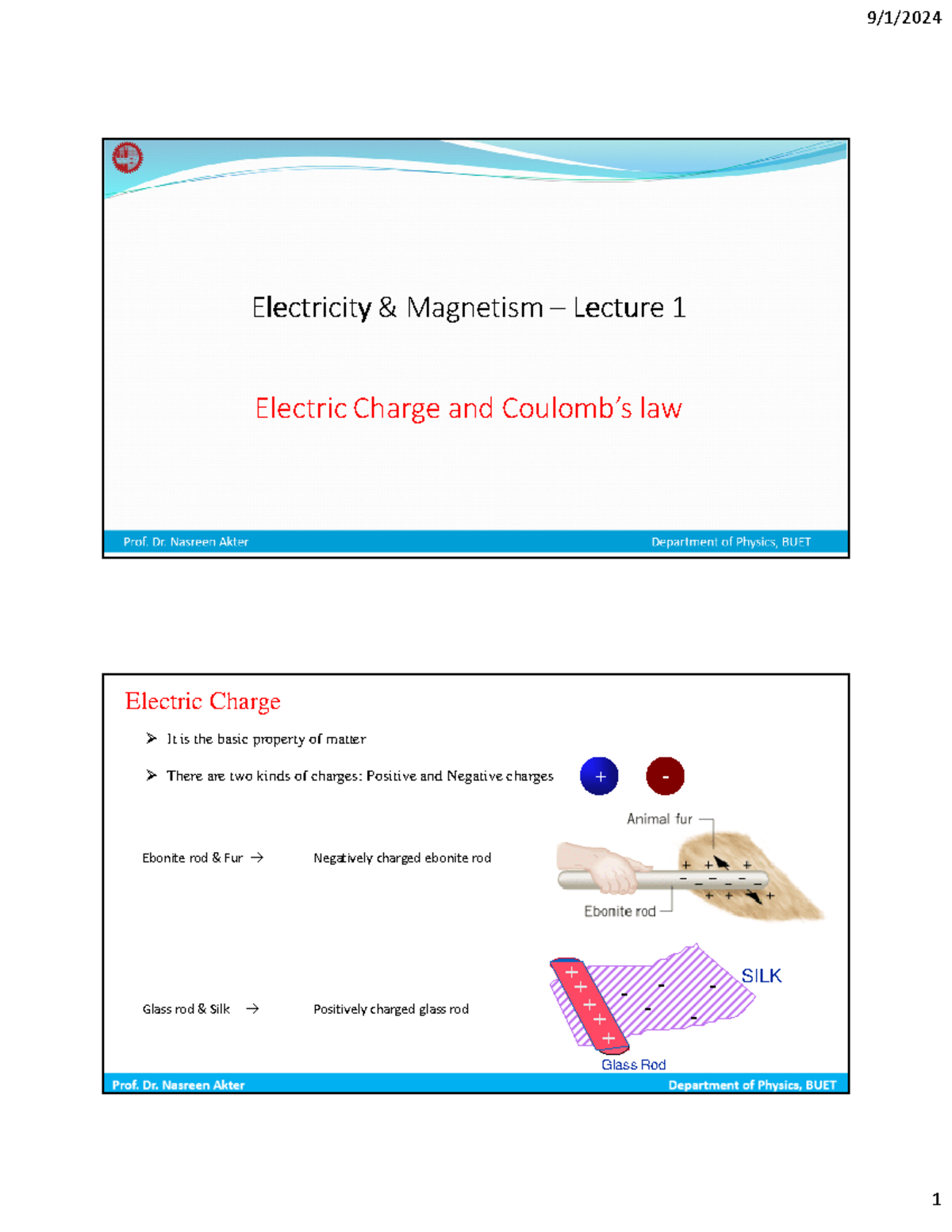 Lecture 1 - columb law - Electricity & MagnetismElectricity ...
