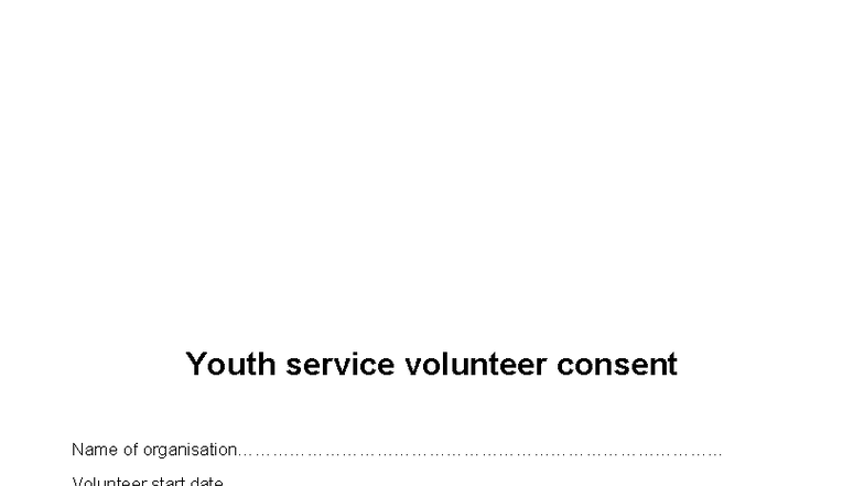 Youth Service Volunteer Consent Form (Under 18) - Studocu