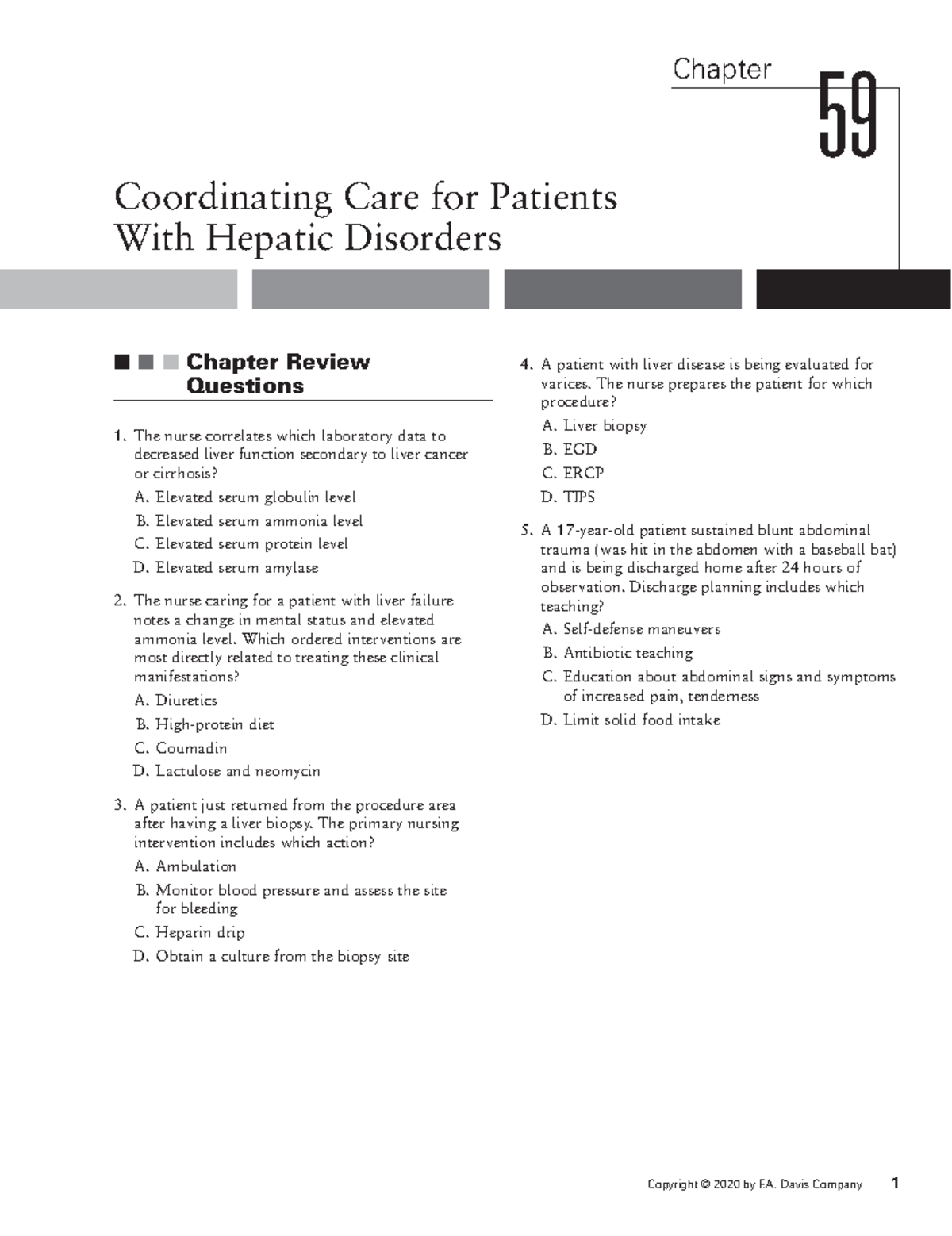 GI Review questions with hepatic disorders - Copyright © 2020 by F ...