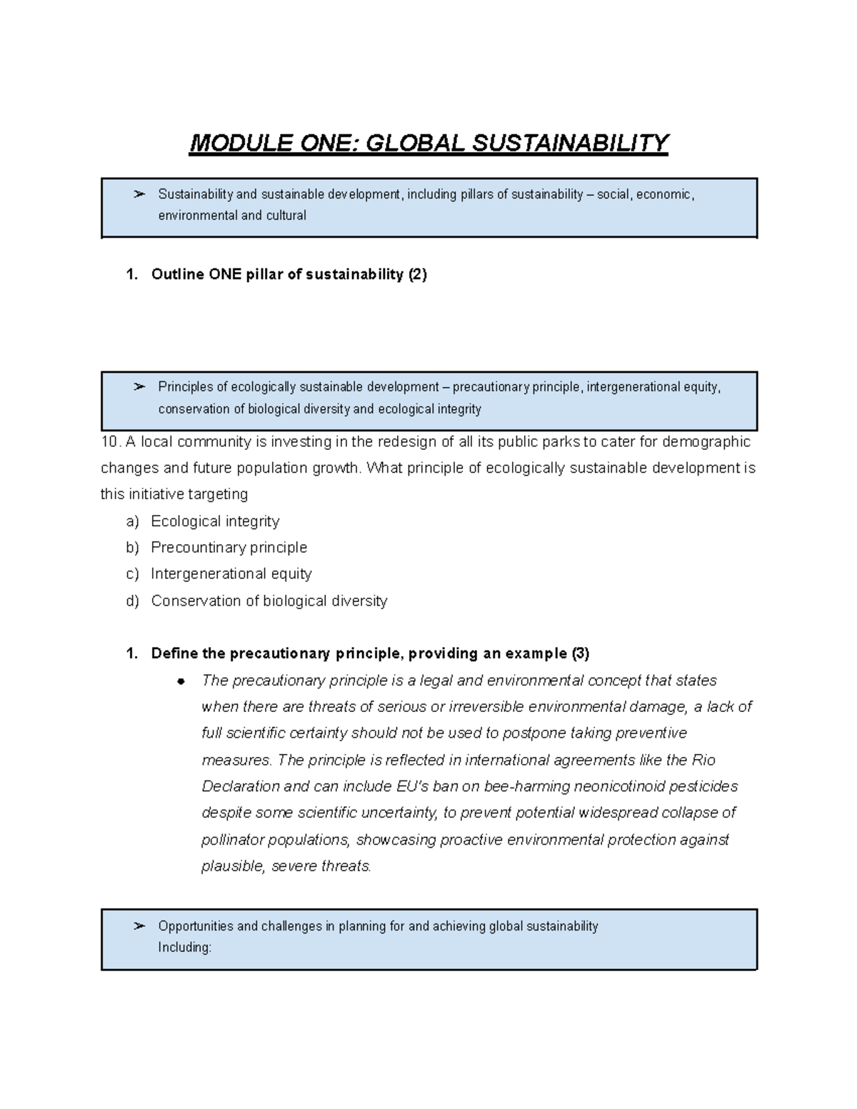 GEO HSC BANK: Module One - Global Sustainability and Ecosystem ...