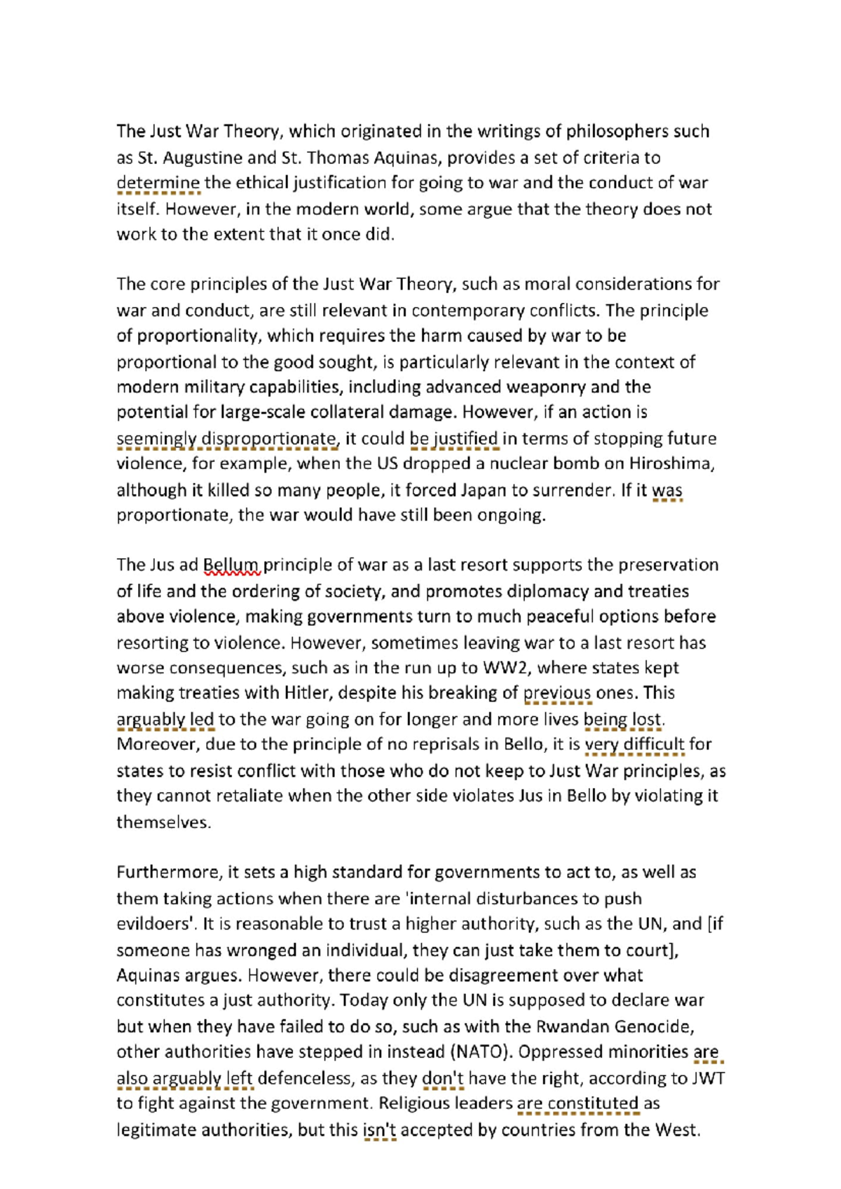 Just War Theory: Analyzing Ethical Justifications in Warfare - Studocu