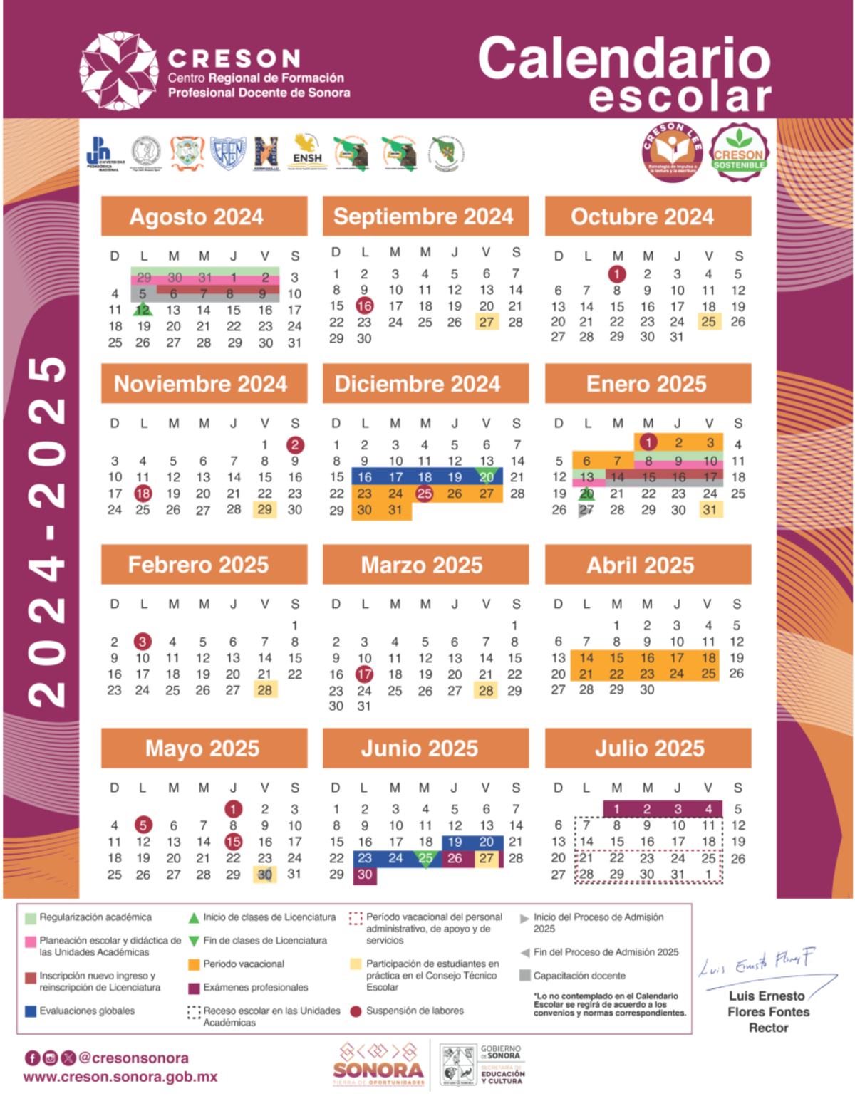 Calendario escolar 2024-2025 CRESON: Fechas y Eventos Importantes - Studocu