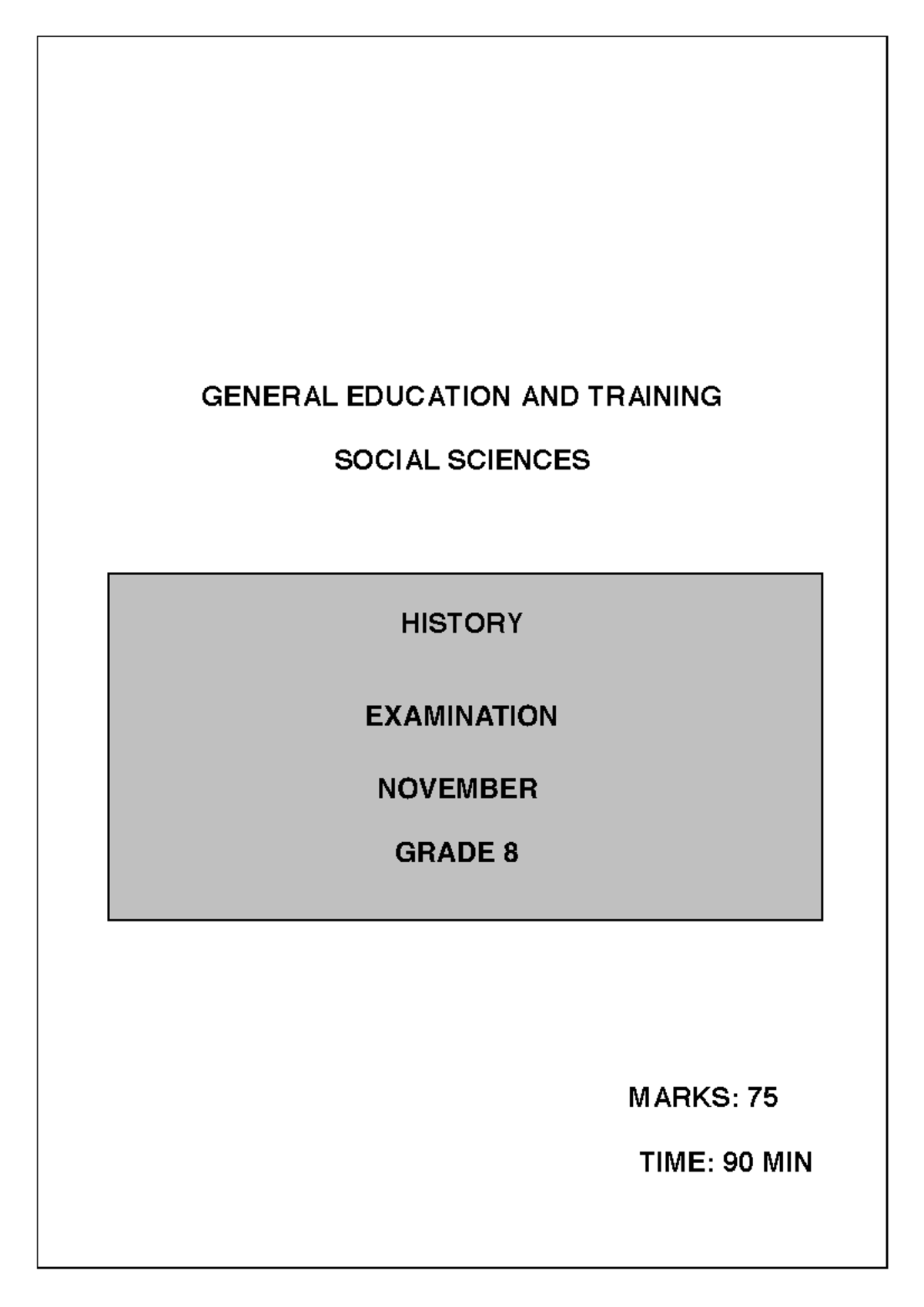 Grade 8 Social Sciences History Exam November 75 Marks - Studocu
