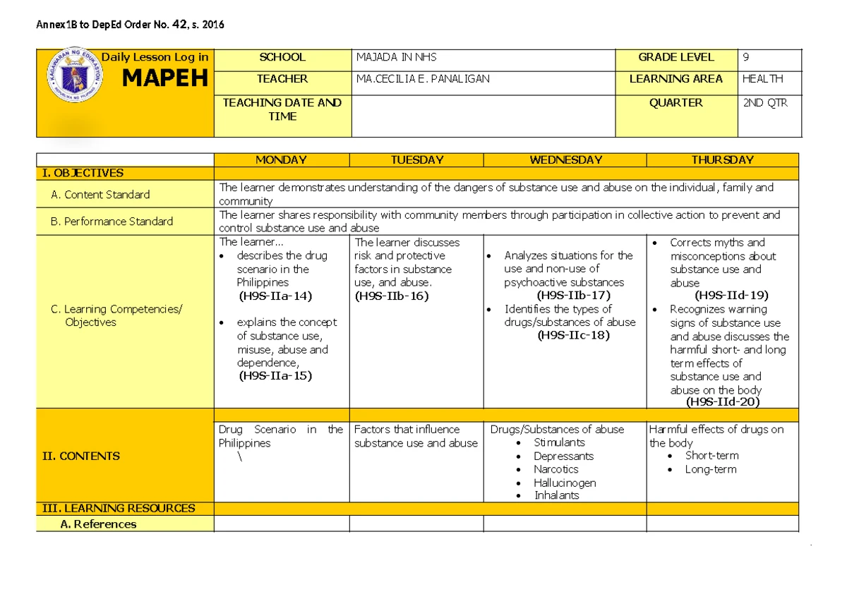Cheerdance - Lesson materials. - A DETAILED LESSON PLAN IN PHYSICAL ...