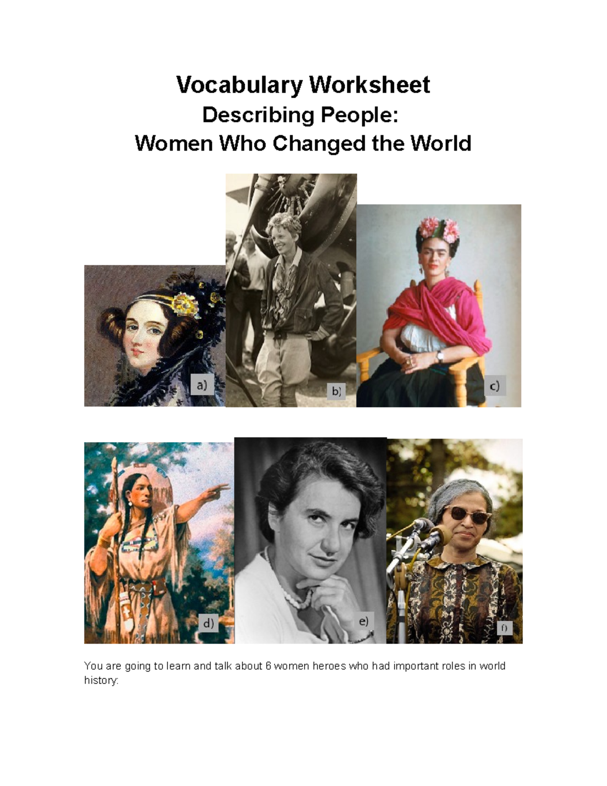 Vocabulary Worksheet Adriana Romero - Vocabulary Worksheet Describing ...