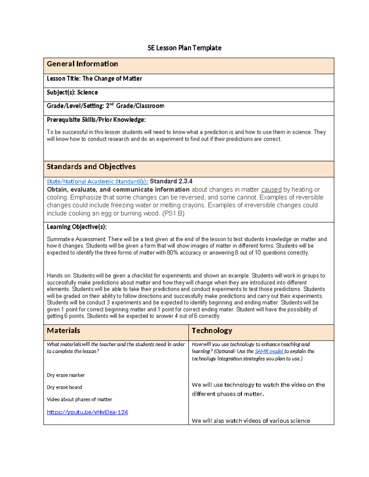 C108 Task 1 - Passed - 5E Lesson Plan Template General Information ...