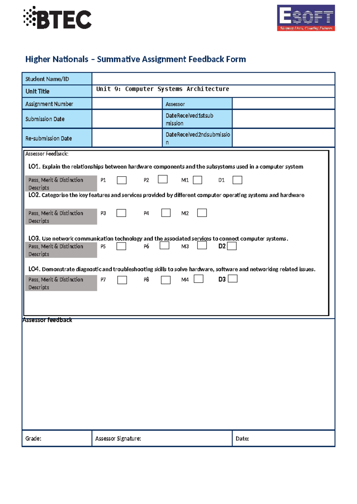 Unit 9: Computer Systems Architecture - Summative Assignment Feedback ...