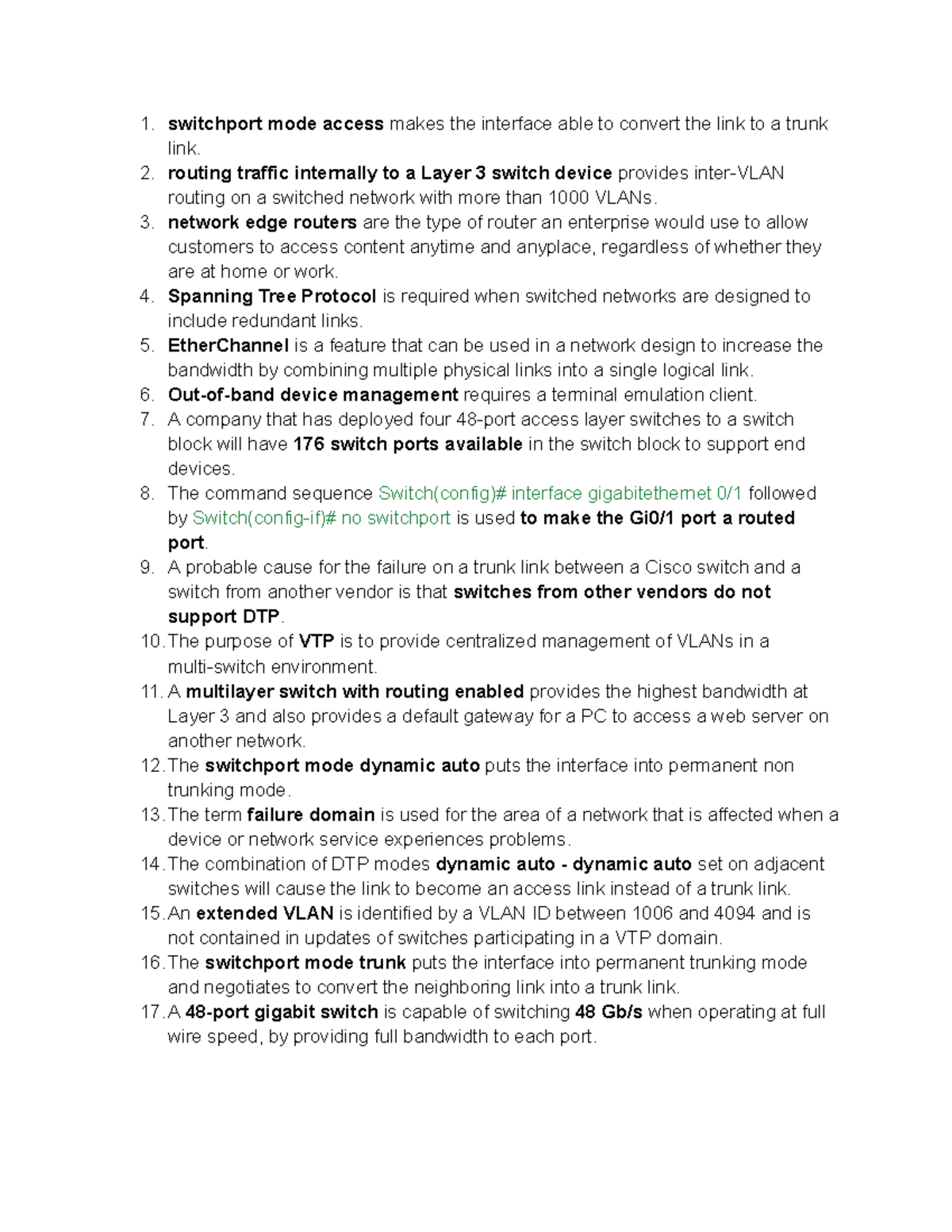 Data Comms Reviewer - Check this out - switchport mode access makes the ...