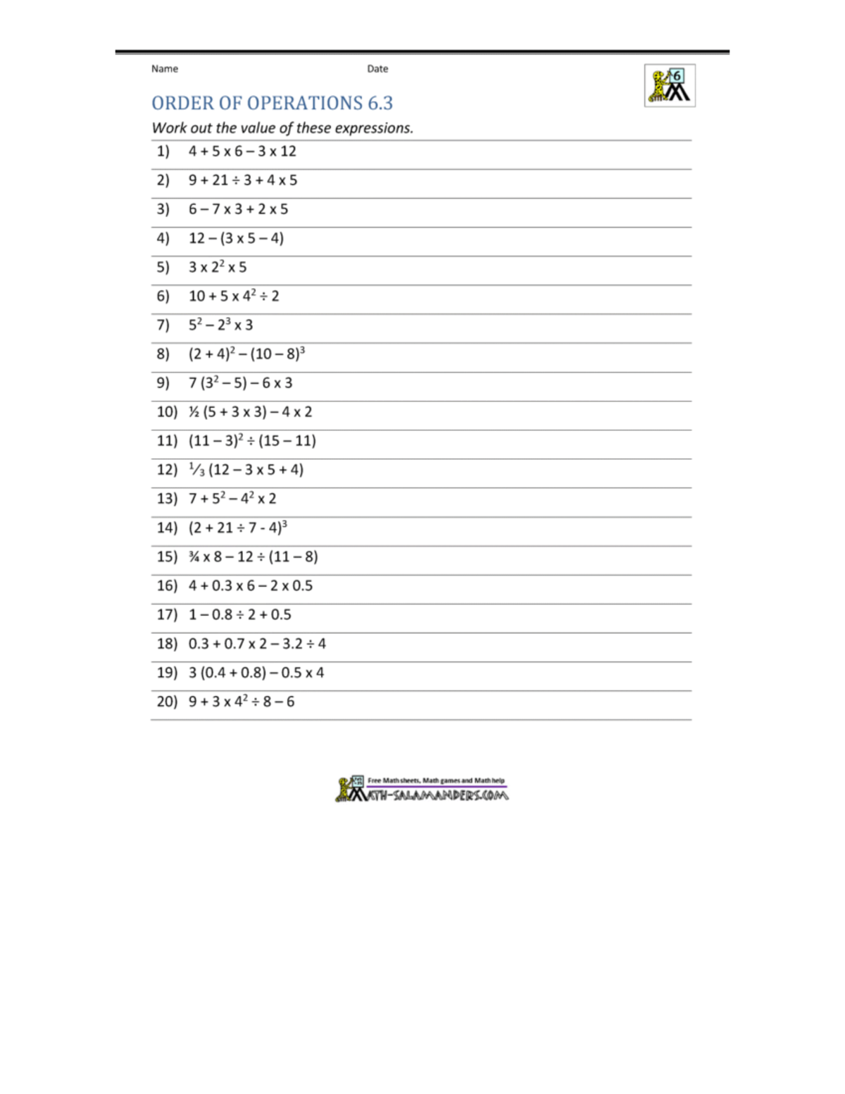 6th-grade-order-of-operations-6-3.gif 1,000×1,294 pixels - Name Date 6 ...