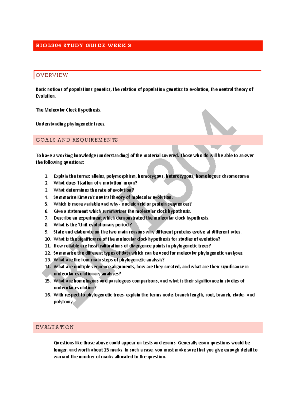 2025 BIOL304 Study Guide: Population Genetics & Evolution Concepts - Studocu