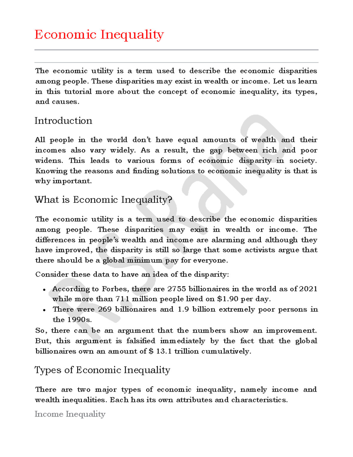 Economic Inequality Causes And Solutions