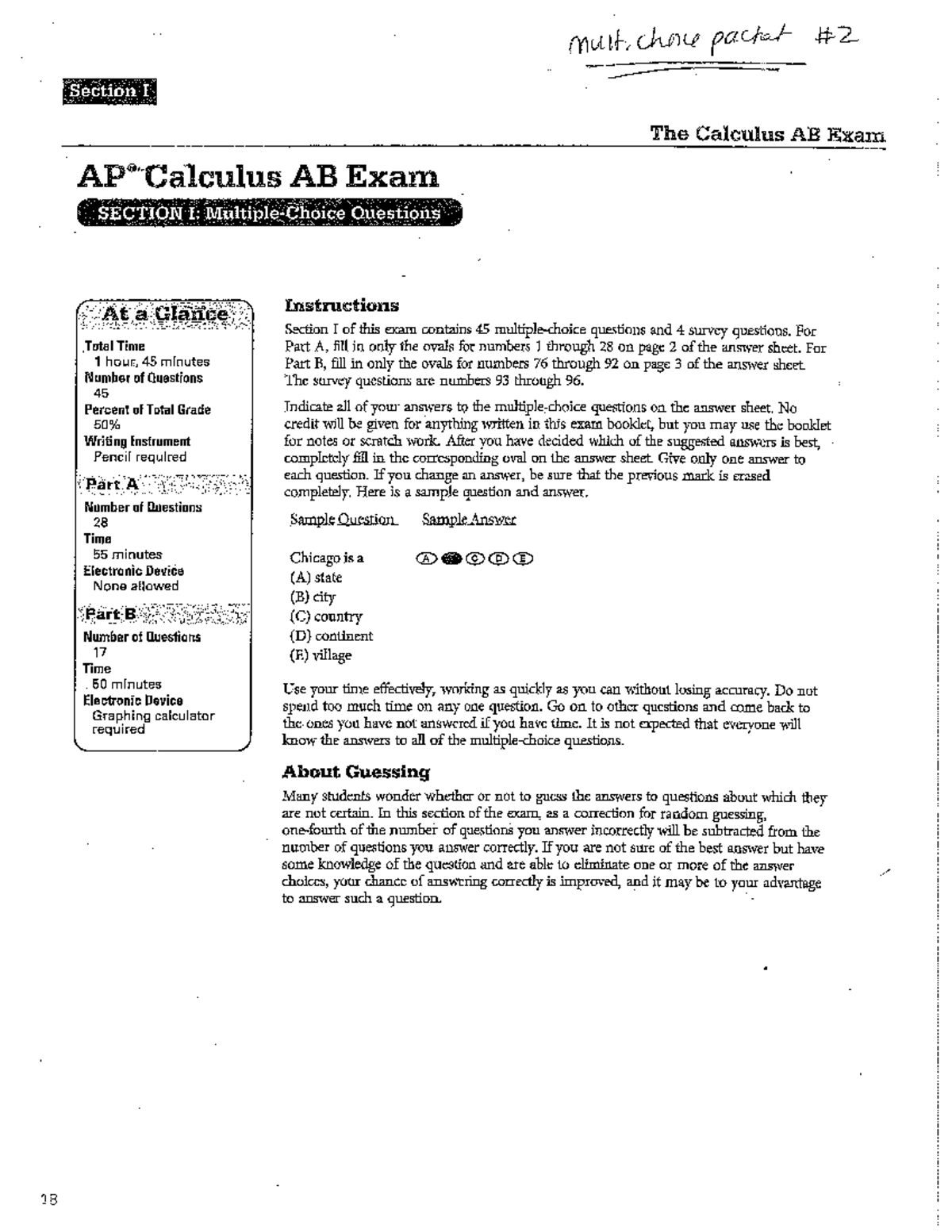 AP Multiple Choice - A practice test from previous years for the AP ...