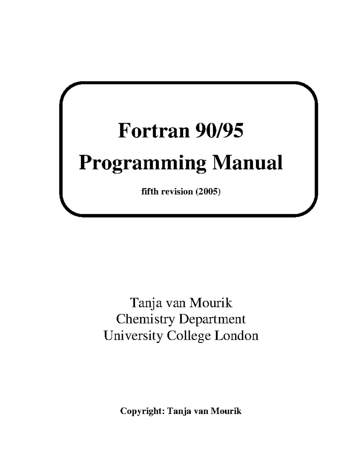 Fortran 95 Programming Manual: A Comprehensive Guide - Studocu