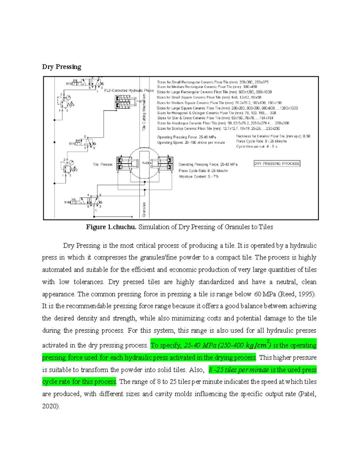 Analysis of Dry Pressing and Drying Process of Tiles (ENG 101) - Studocu