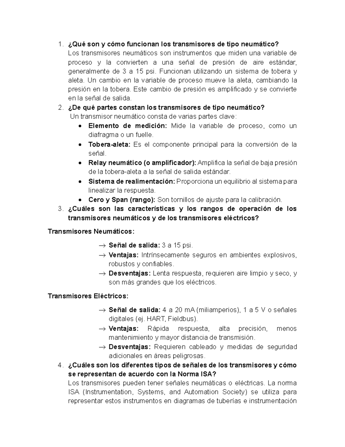 Práctica 2 IYC - Preguntas Teóricas sobre Transmisores Neumáticos - Studocu