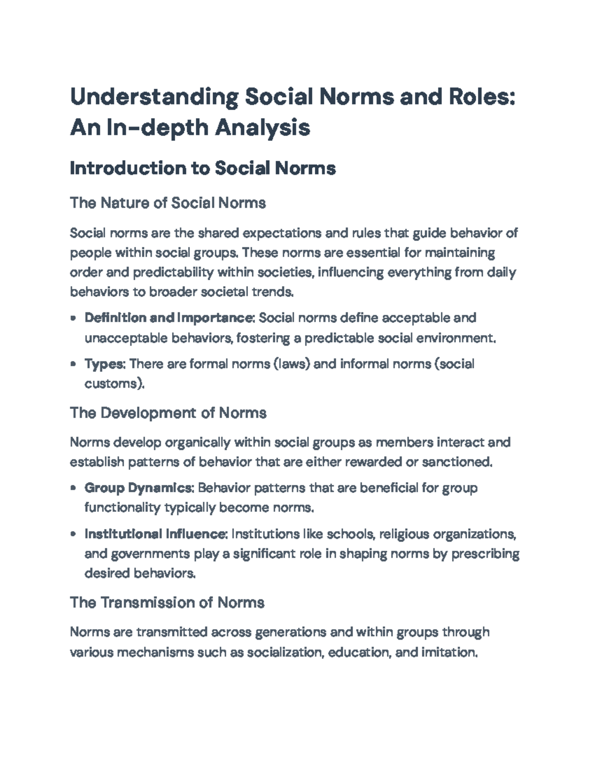 Exploring Social Norms and Roles: A Comprehensive Analysis ...