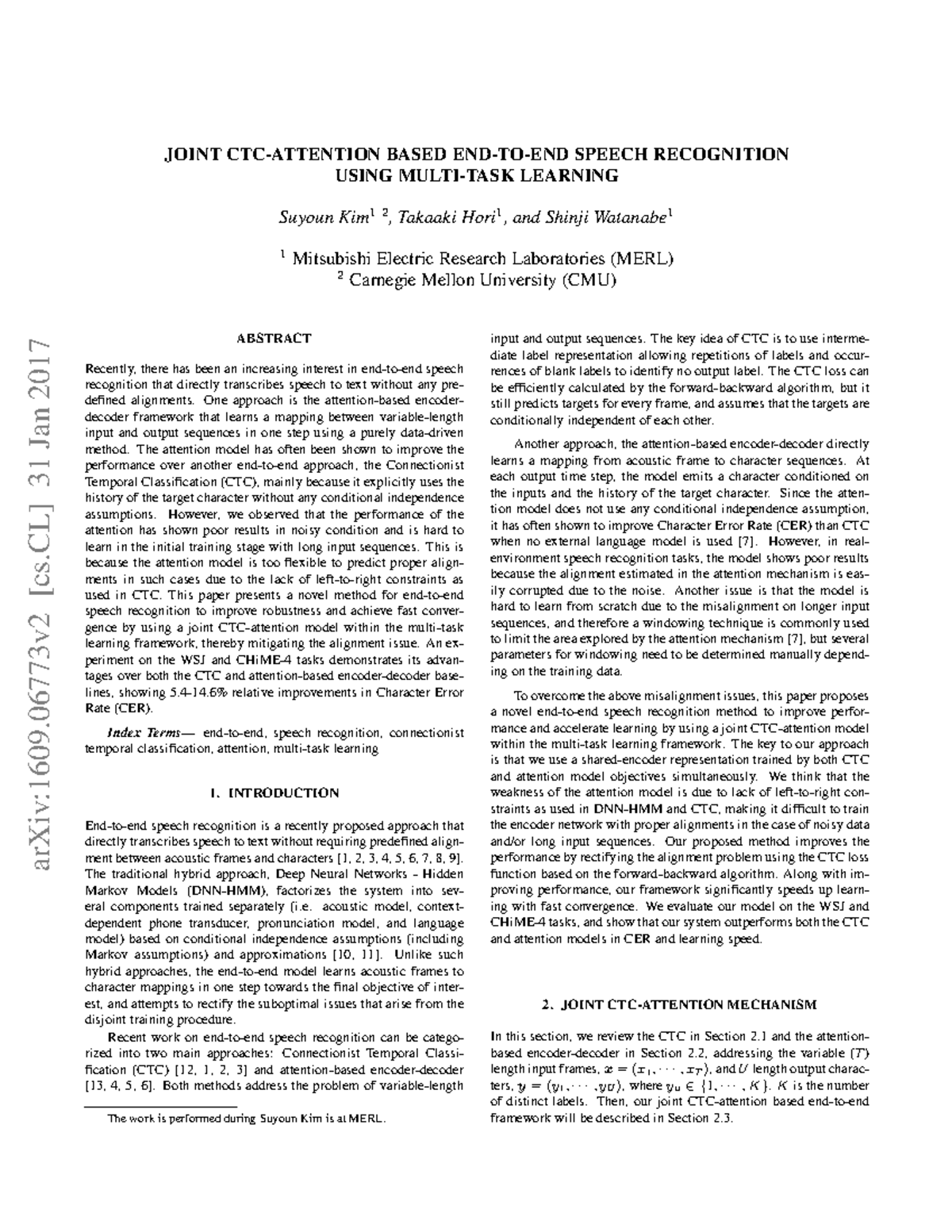 Joint CTC-Attention Based End-to-End Speech Recognition - Studocu