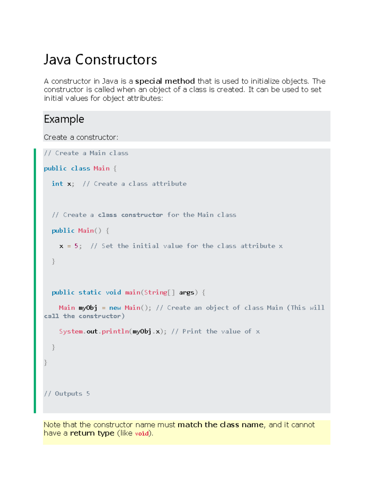 Java Constructors: Understanding Initialization in Java - Studocu
