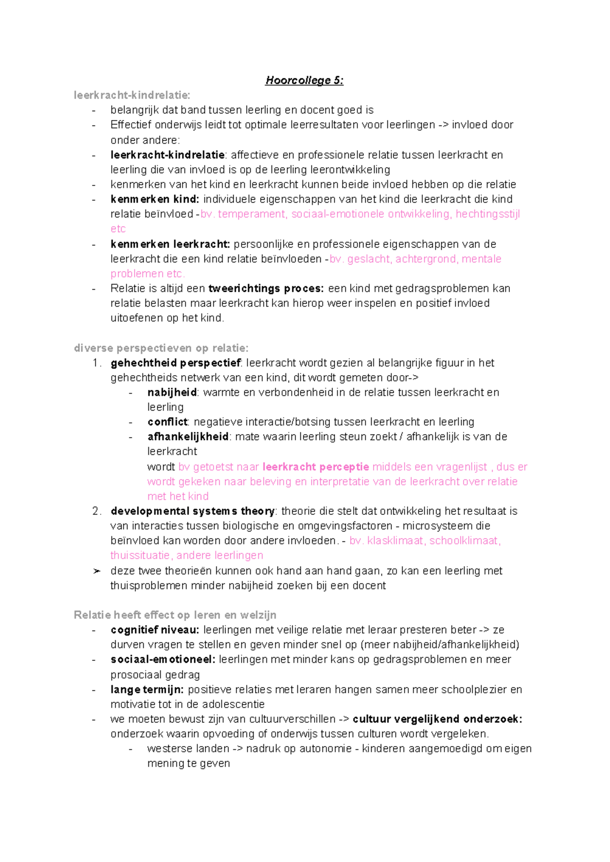 Hoorcollege 5: Leerkracht-Leerling Relatie en Gelijke Behandeling ...