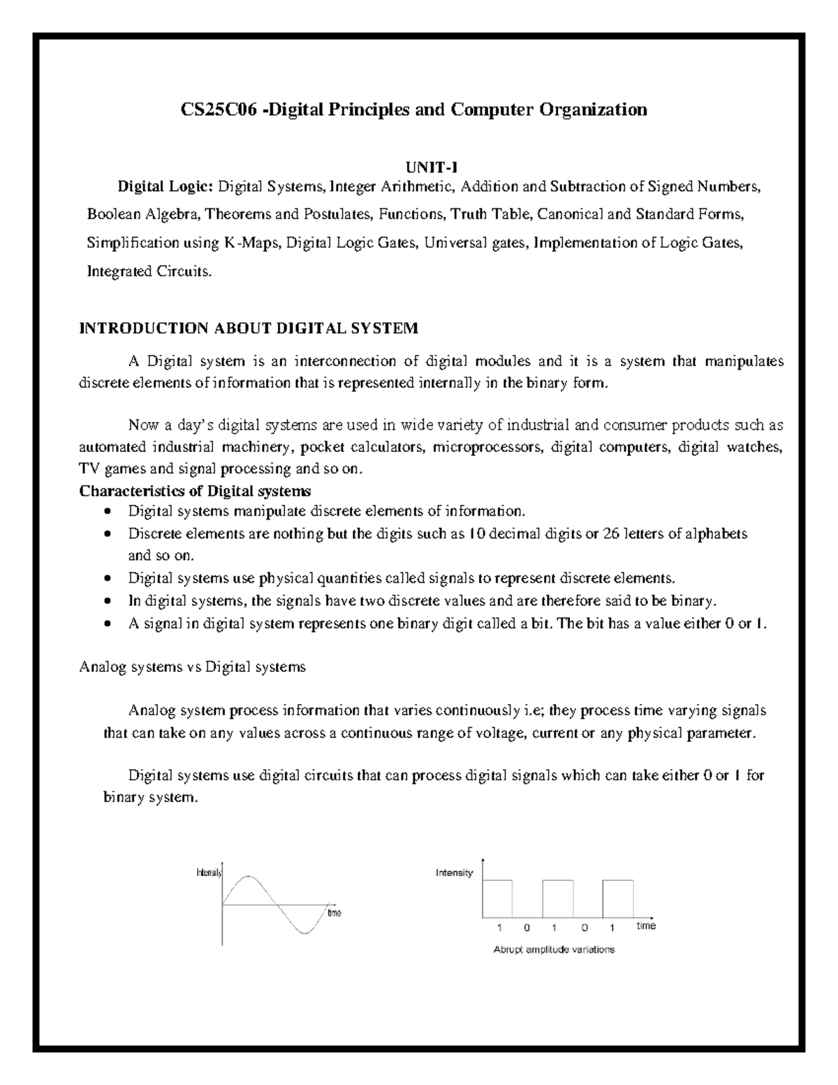 CS25C06 Digital Logic: Principles of Computer Organization and Systems ...