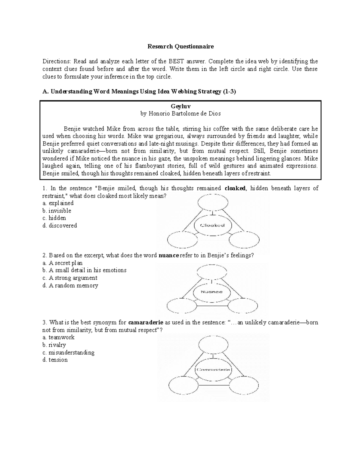 Intervention Questions for Sessions 6: Understanding Context Clues ...