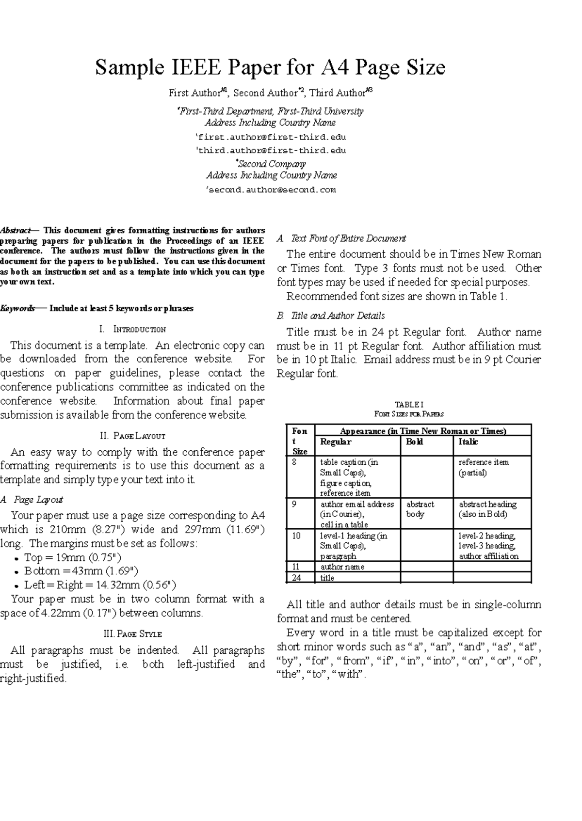 IEEE Paper Format - Sample IEEE Paper for A4 Page Size First Author#1 ...